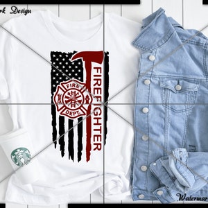 Fire Fighter Distressed Flag Logo Fire Fighter Background Axe Font ...