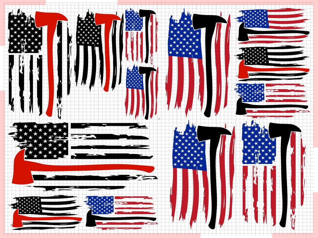 AXE Firefighter Flag Distressted With Axe, Thin Red Matter, Firefighter ...