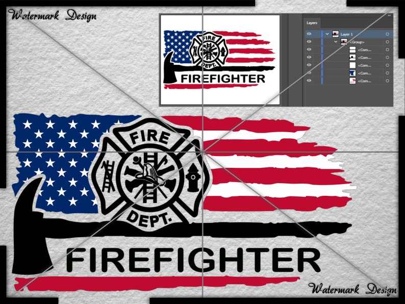 Fire Fighter Distressed Flag Logo Fire Fighter Background Axe - Etsy