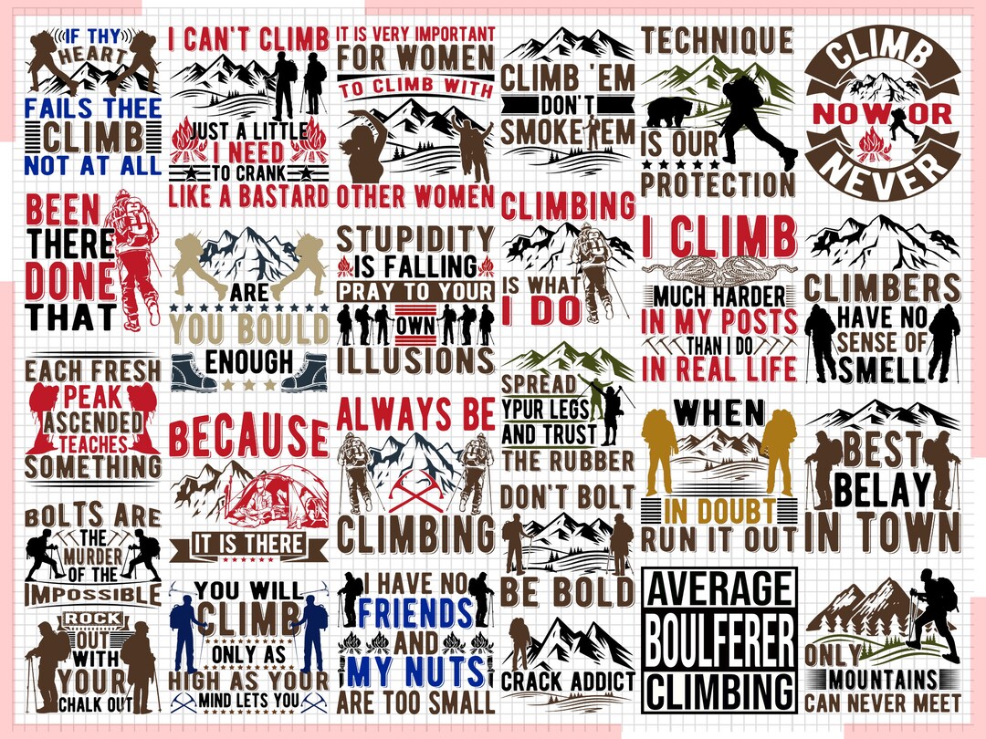 Climbing Design Bundle, Climbing Svg, Outdoor Adventure Svg, Rock ...