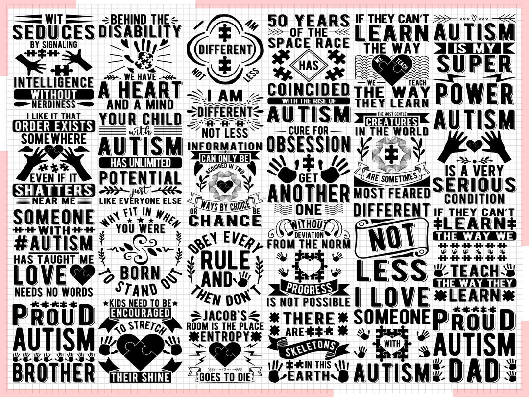 Autism Design Bundle, Autism Vector, Autism Svg, Autism Puzzle Svg, Be ...