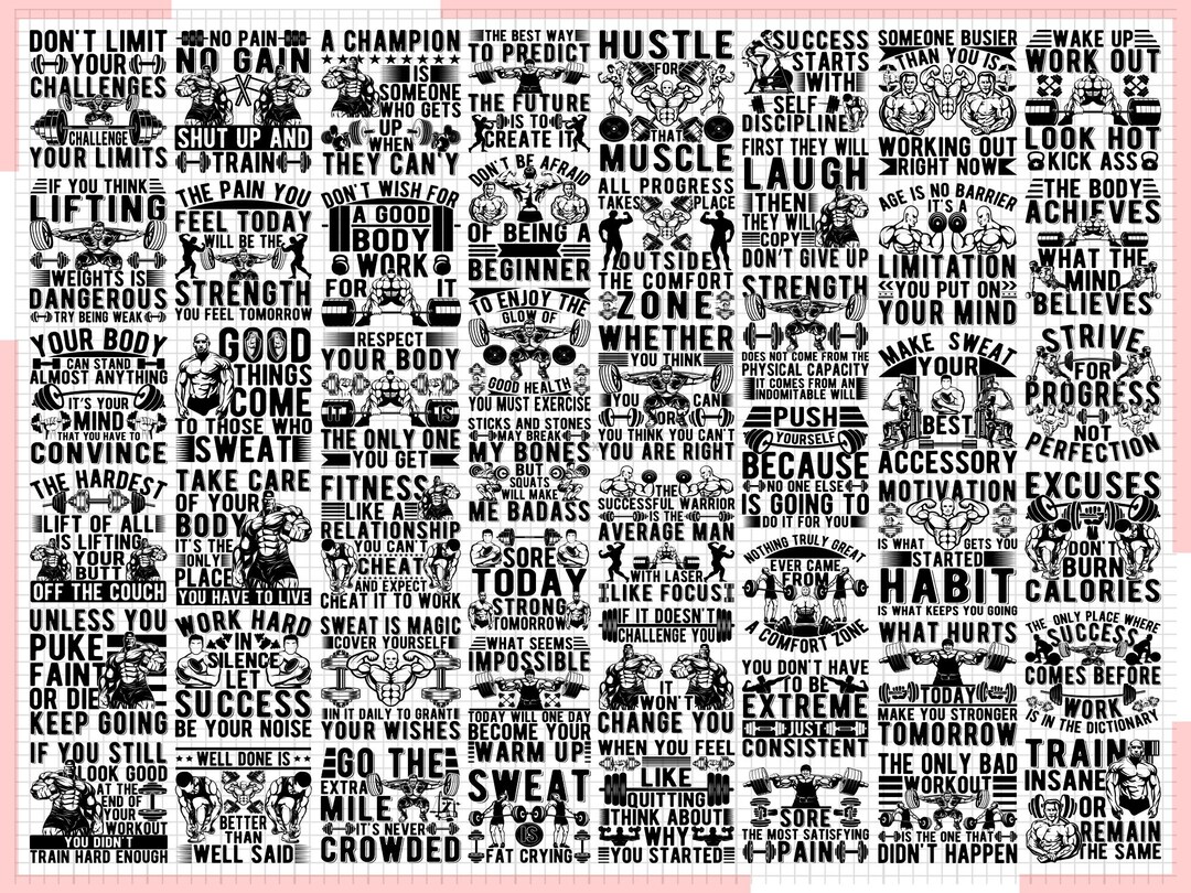 Fitness Svg, Gym SVG Bundle, Fit SVG, Exercise Svg, No Pain No Gain Svg ...