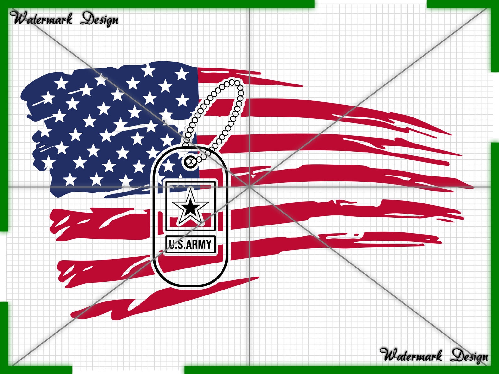 American Distressed Flag With Military Tag Green Army Svg - Etsy