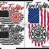 Fire Fighter Distressed Flag Logo Fire Fighter Background Axe Font ...