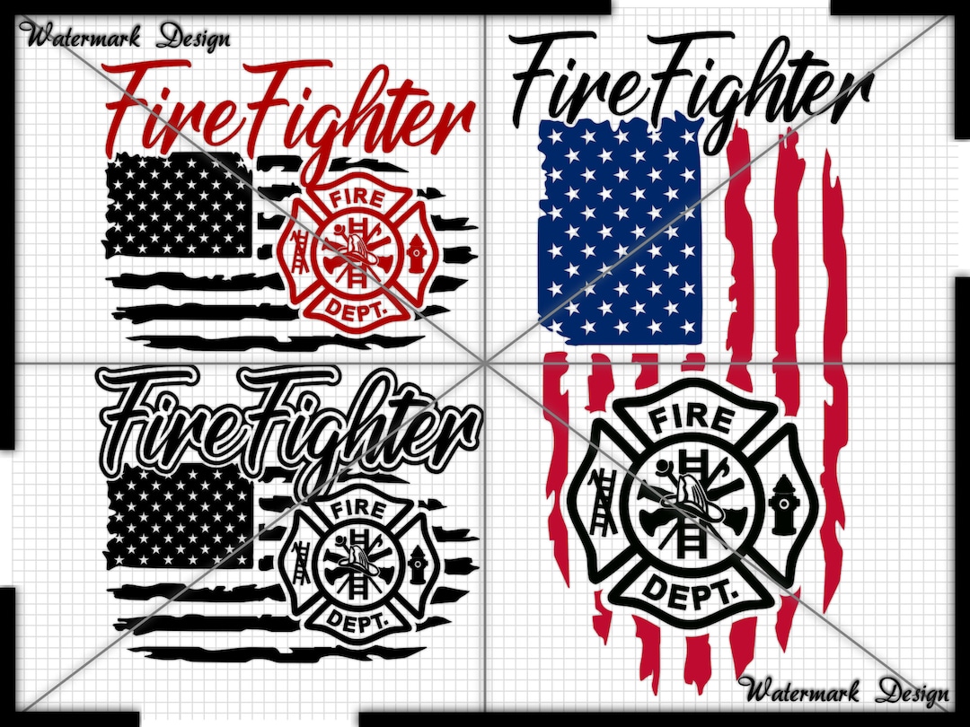 Fire Fighter Distressed Flag Logo Fire Fighter and Font Firefighter ...