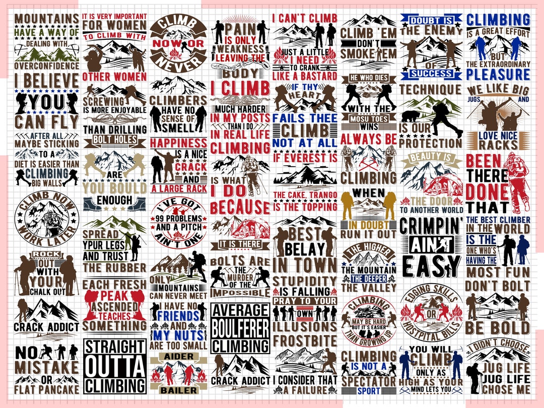 Climbing Design Bundle, Climbing Svg, Outdoor Adventure Svg, Rock ...