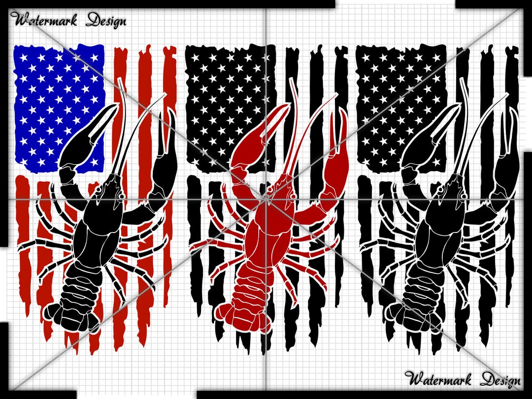 Crawfish Flag Distressted - Vector Clip Art Cut File-commercial ...