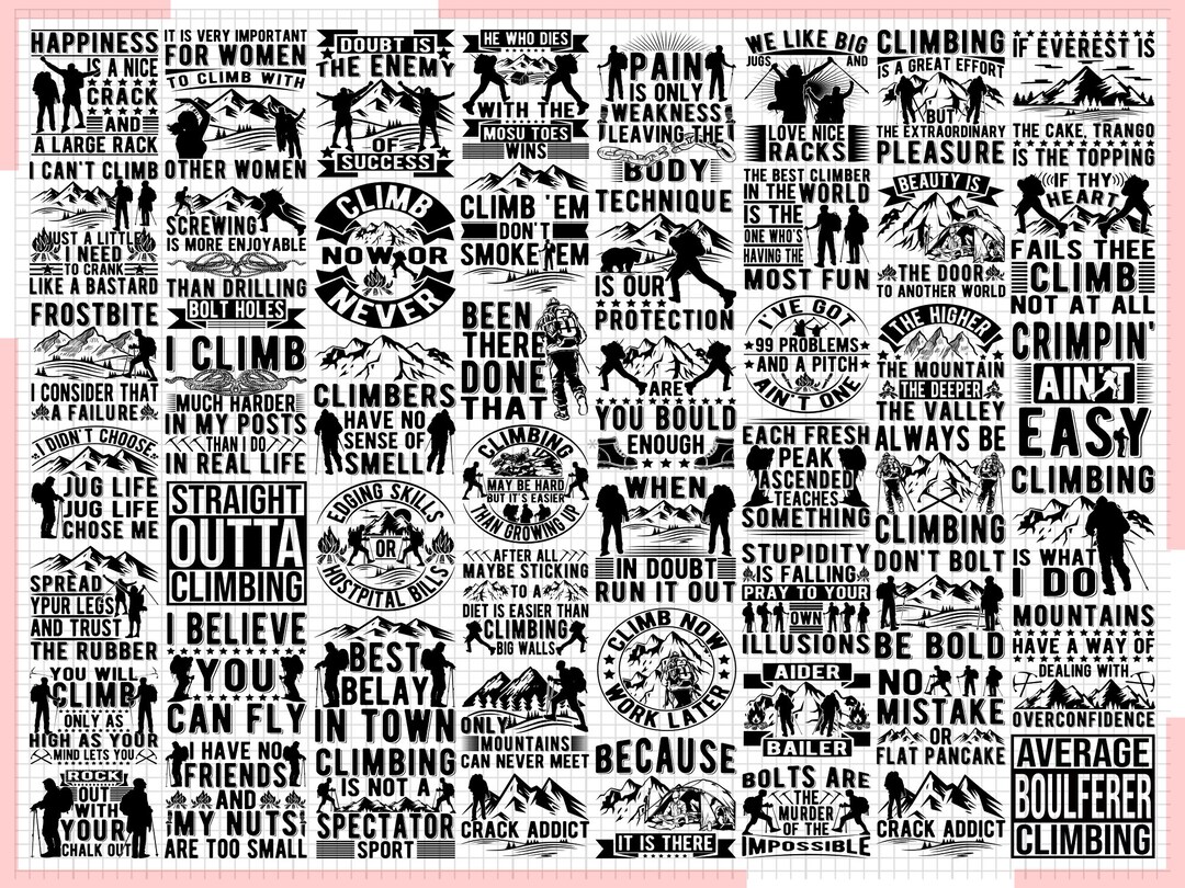 Climbing Design Bundle, Climbing Svg, Outdoor Adventure Svg, Rock ...