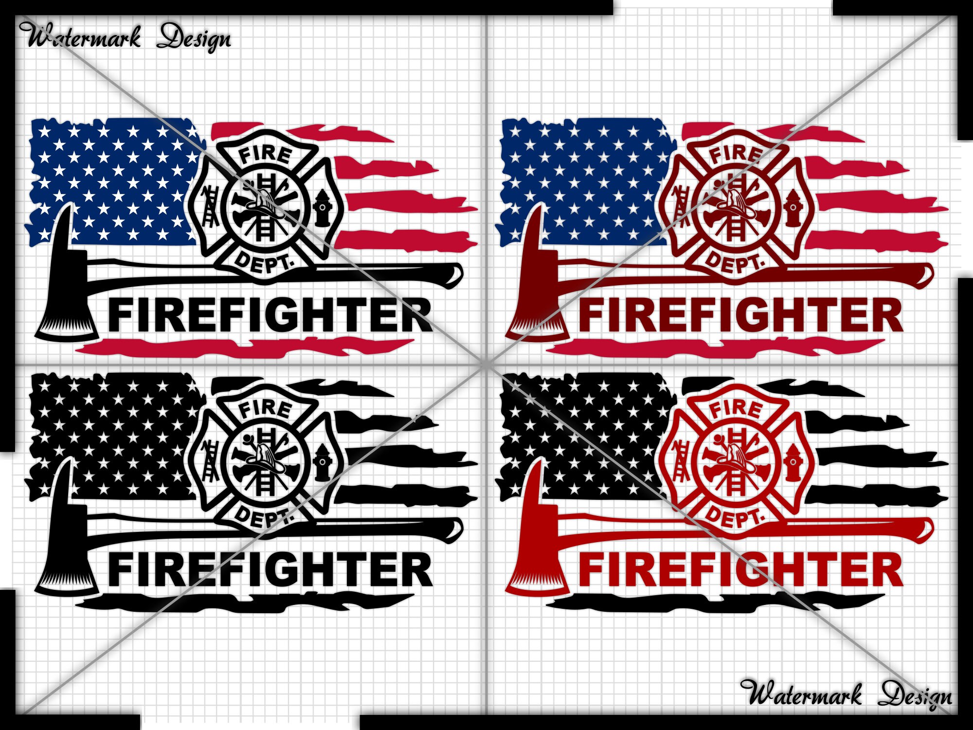 Fire Fighter Distressed Flag Logo Fire Fighter Background Axe - Etsy