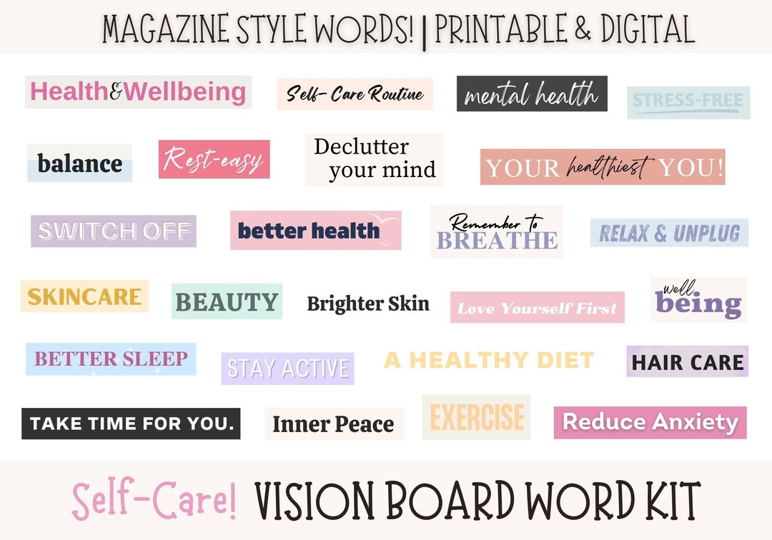 Self Care Vision Board Printable Vision Board Digital Self - Etsy