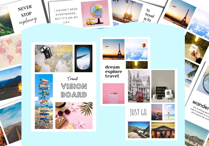 Travel Vision Board Kit Vision Board Printable Vision - Etsy