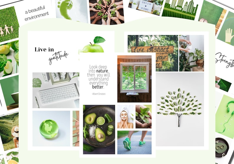 Vision Board Printable Kit in Green Vision Board Printable - Etsy