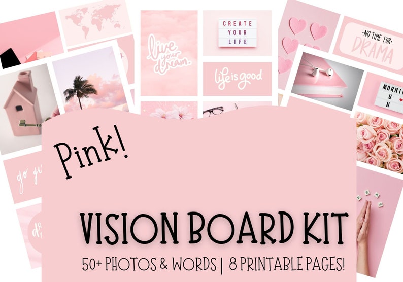 Vision Board Printable Vision Board Kit for Women Pink - Etsy