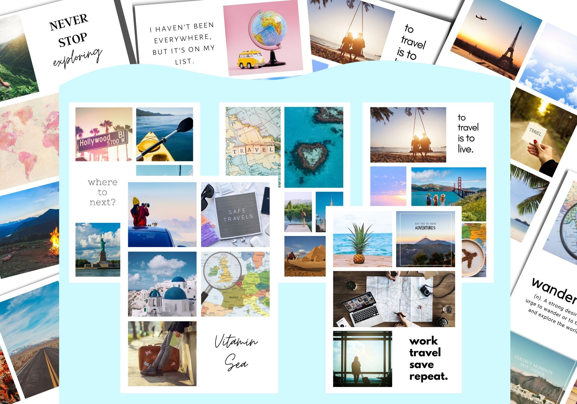 Travel Vision Board Kit Vision Board Printable Vision - Etsy