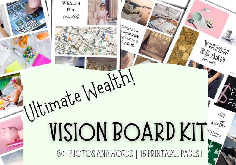 Vision Board Printable for Wealth Vision Board Kit Vision - Etsy Hong Kong