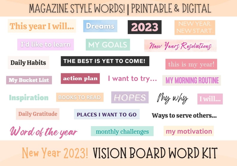 2023 Vision Board Printable Vision Board Digital 2023 Etsy