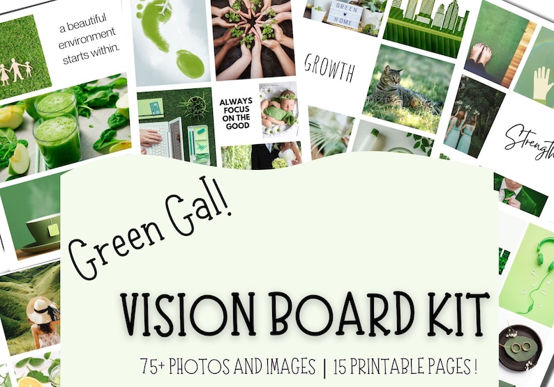 Vision Board Printable Kit in Green Vision Board Printable - Etsy