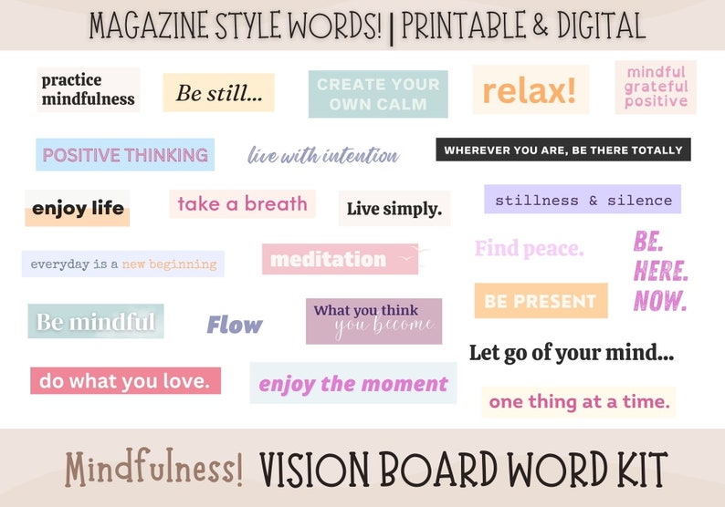 Mindfulness Vision Board Printable Vision Board Digital - Etsy