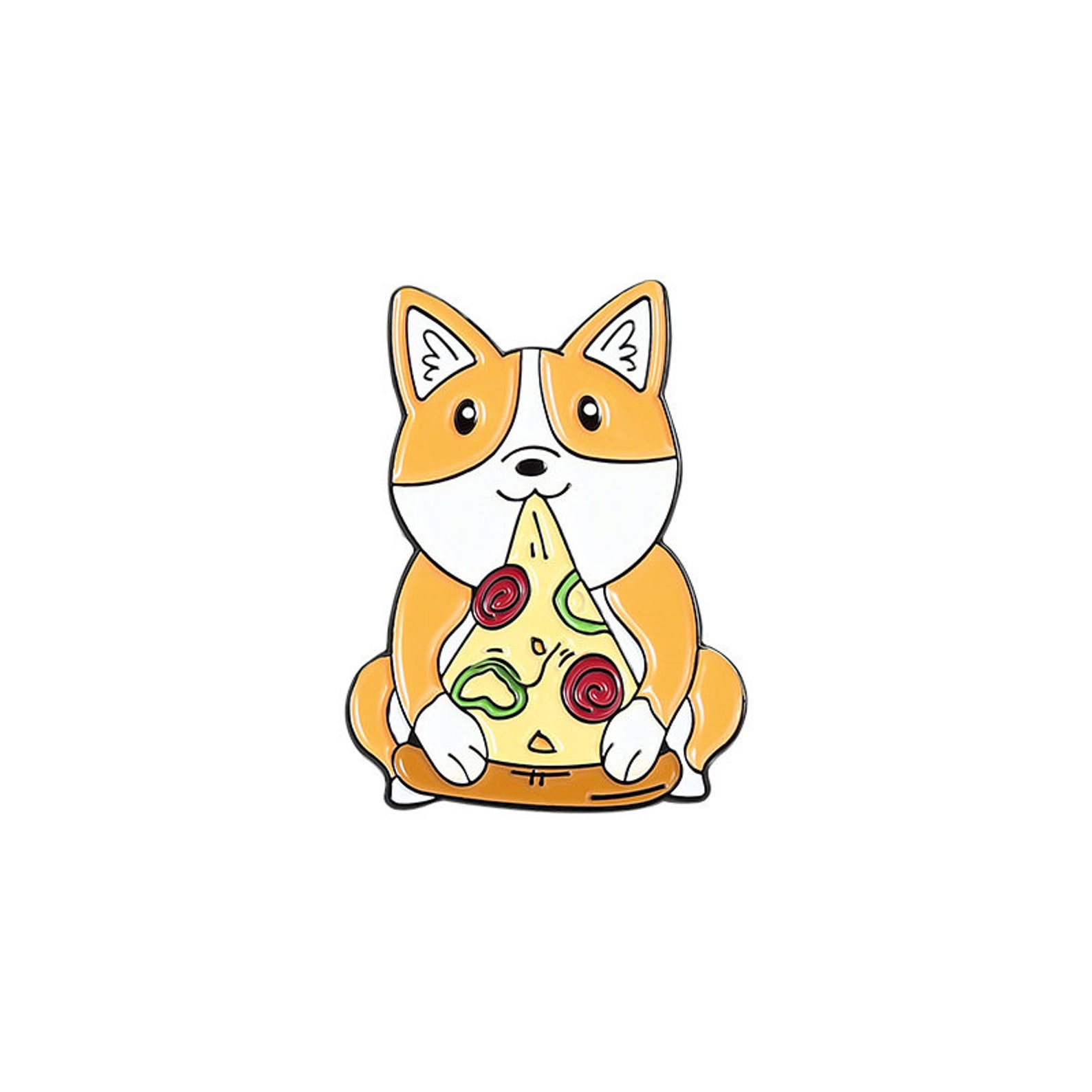 Corgi Eating Pizza Slice Enamel Pin - Etsy.de