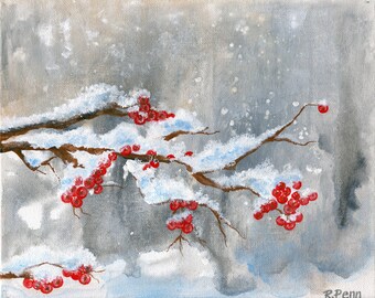 Print: Red Winter Berries - Etsy