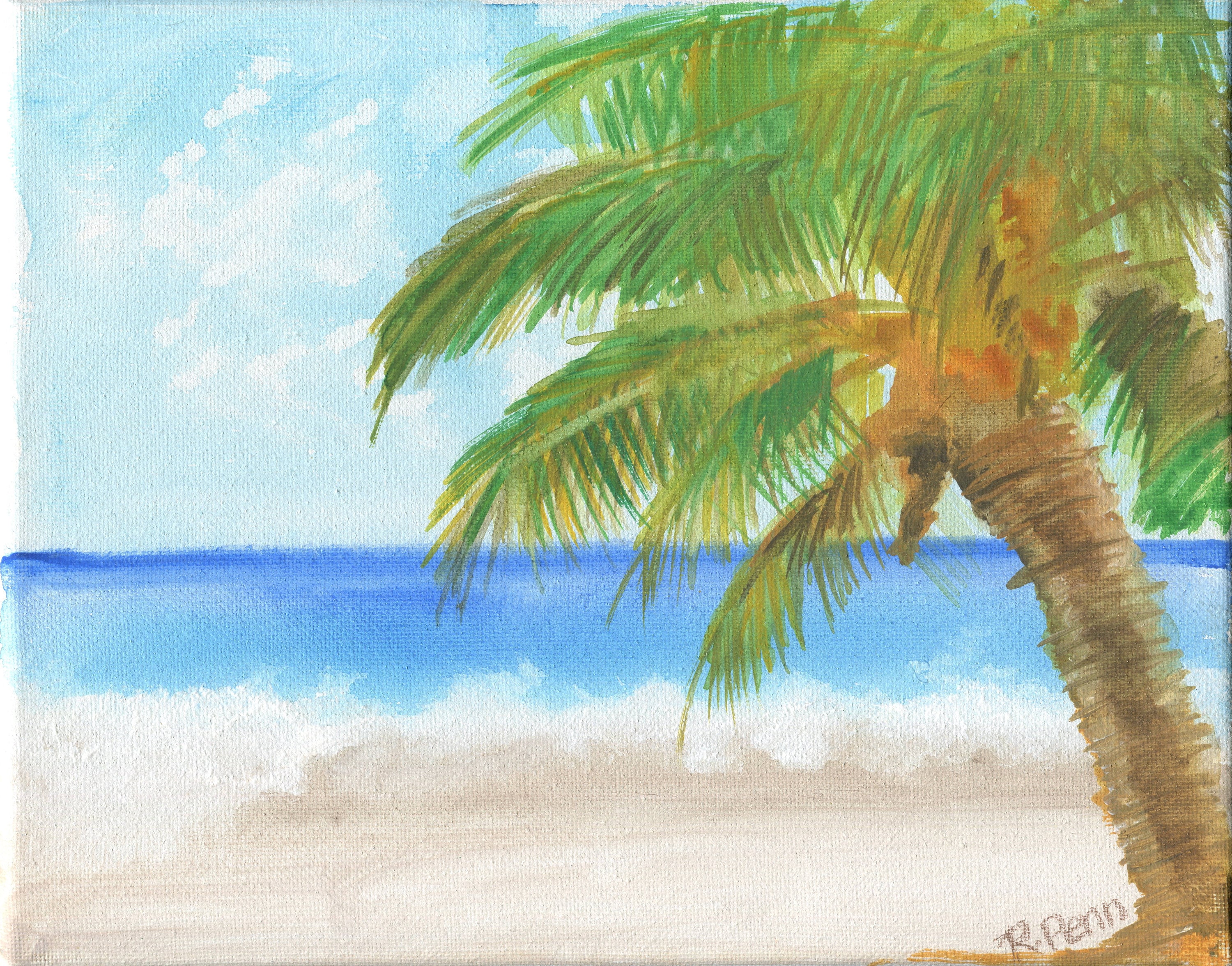 Art Print Acrylic on Canvas Beach Palm Tree - Etsy
