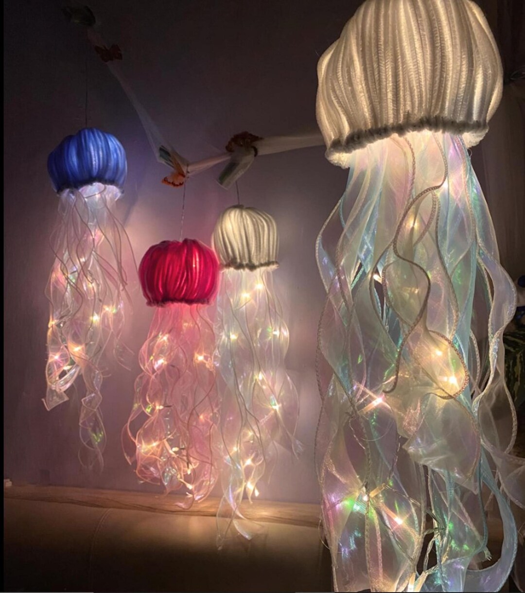 Jellyfish Lamp, Meduse Lamion, Bedroom Accents, Sea Creature Gift ...