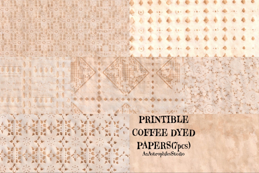 Printable Coffee Dyed Papers, Digital Coffee Stained Paper, Junk ...