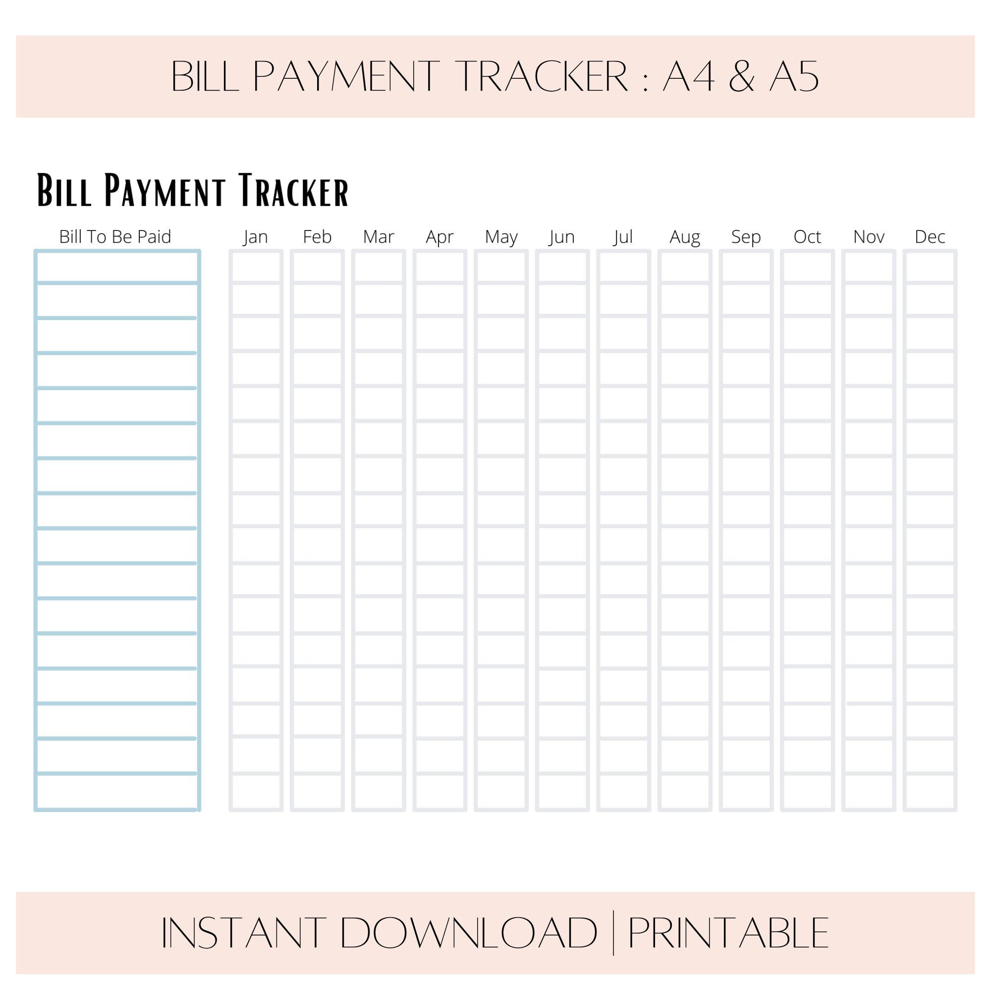 Printable Bill Payment Tracker Printable Finance Tracker | Etsy