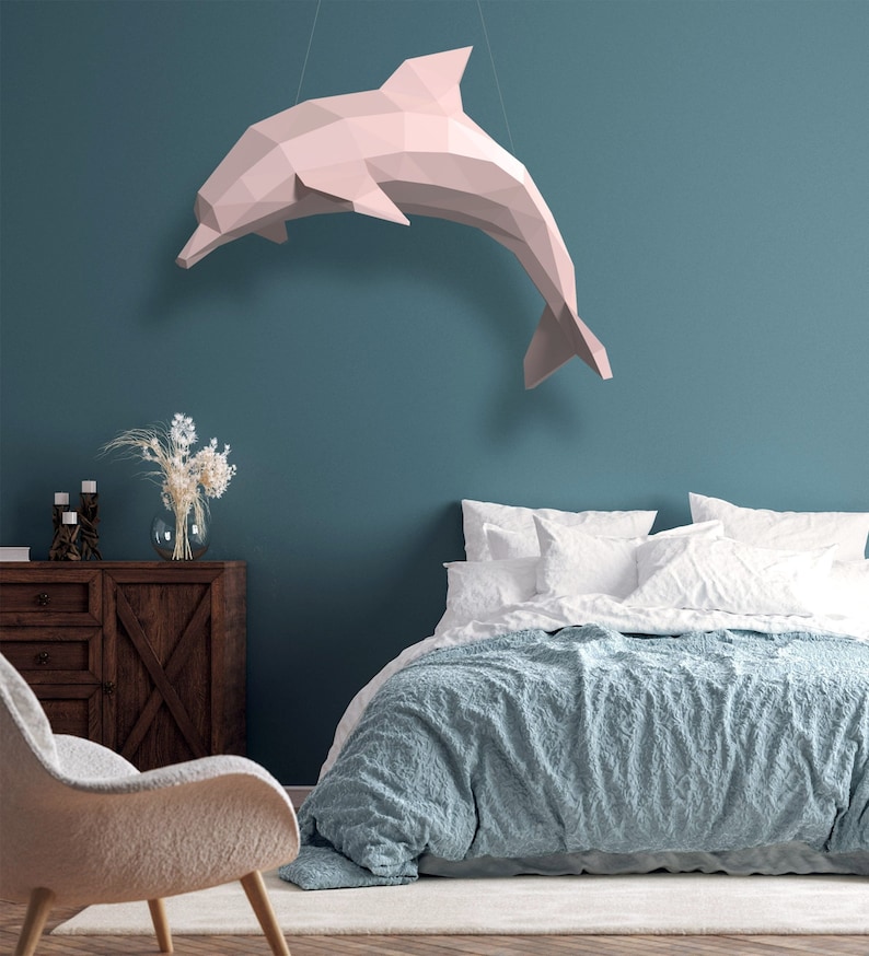 DOLPHIN Sculpture, Papercraft Template, 3D Papercraft Dolphin, Low Poly ...