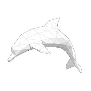DOLPHIN Sculpture, Papercraft Template, 3D Papercraft Dolphin, Low Poly ...