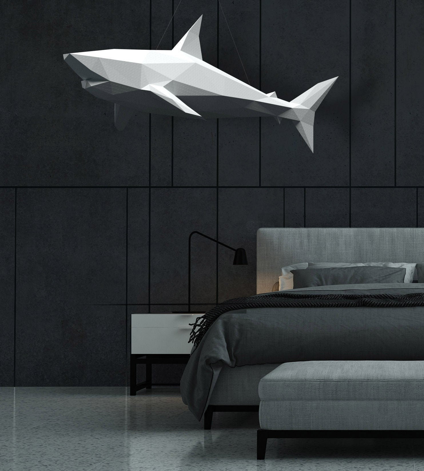 SHARK Sculpture, Papercraft Design Template, 3D Papercraft Shark, Low ...