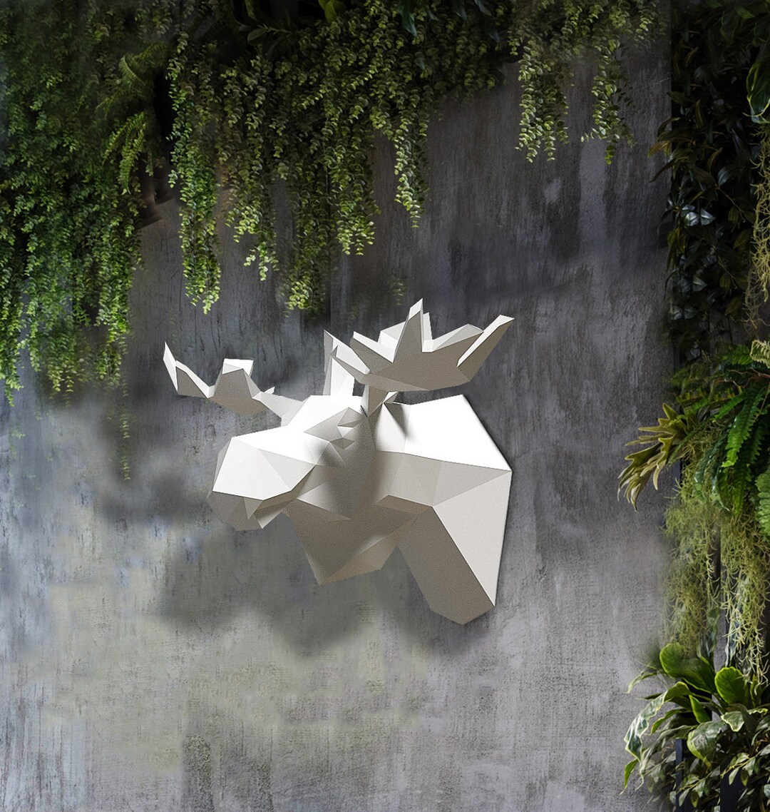 MOOSE Trophy, Papercraft Design Template, 3D Papercraft Moose, Low Poly ...
