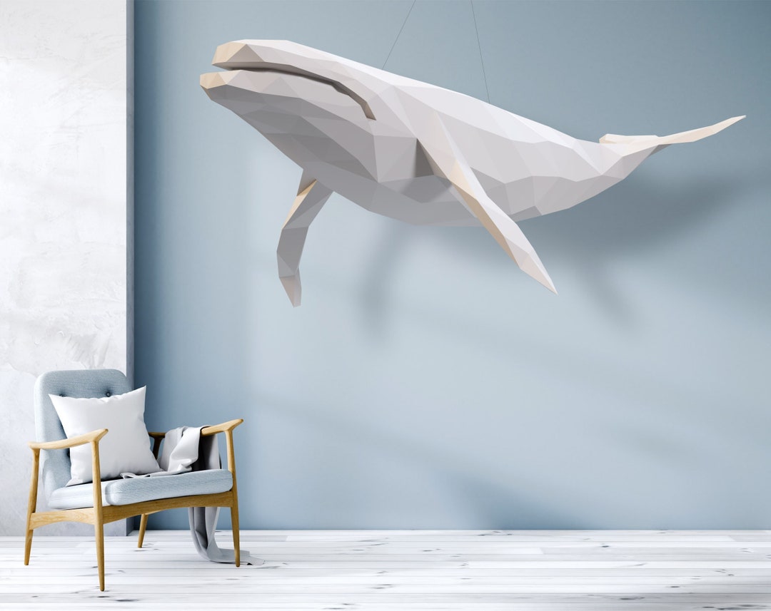 Whale Sculpture, Origami Whale, 3D Design Template, Papercraft Whale ...