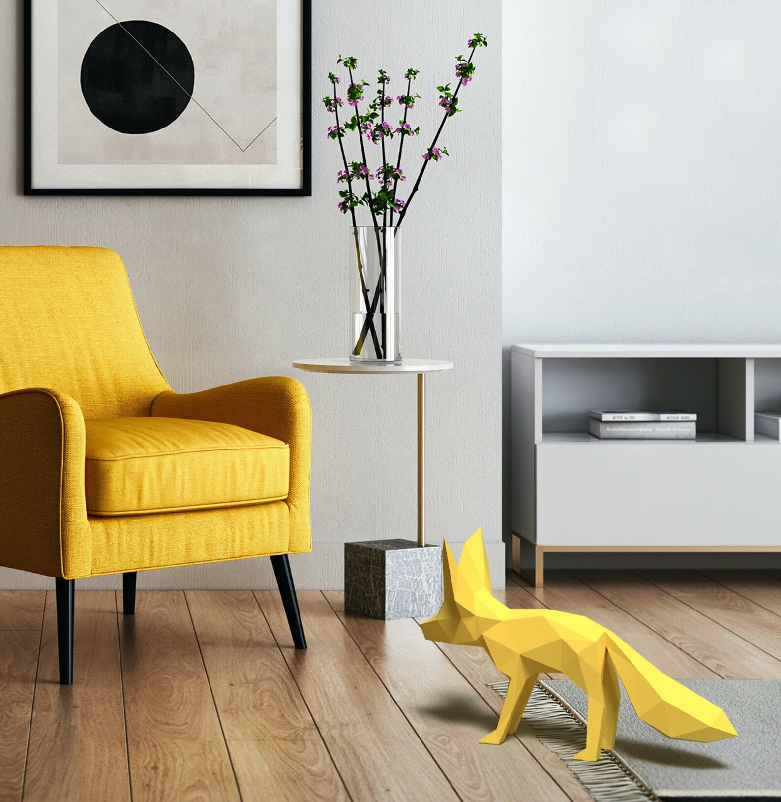 FENNEC FOX Sculpture, Origami, Papercraft Design Template, 3D Fox, Low ...