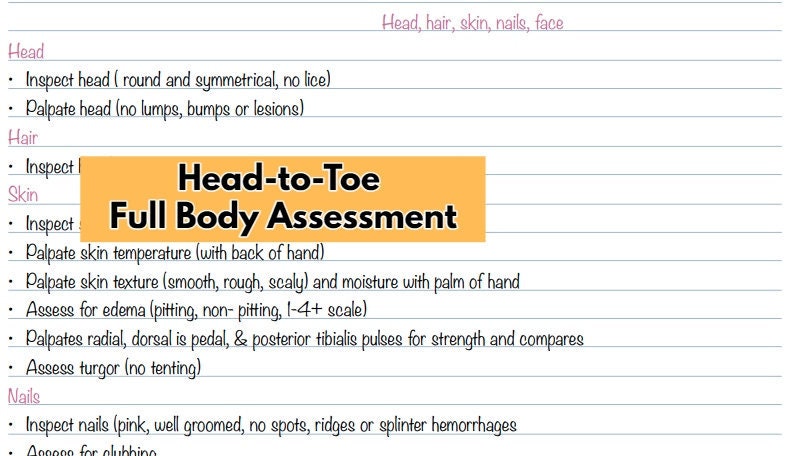 Full Body Assessment Nursing School - Etsy