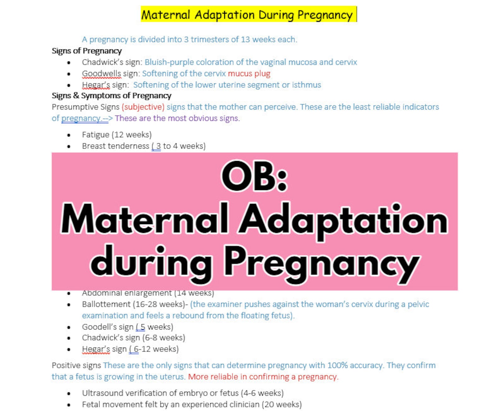 Maternal Adaptation During Pregnancy Nursing Study (Download Now) - Etsy