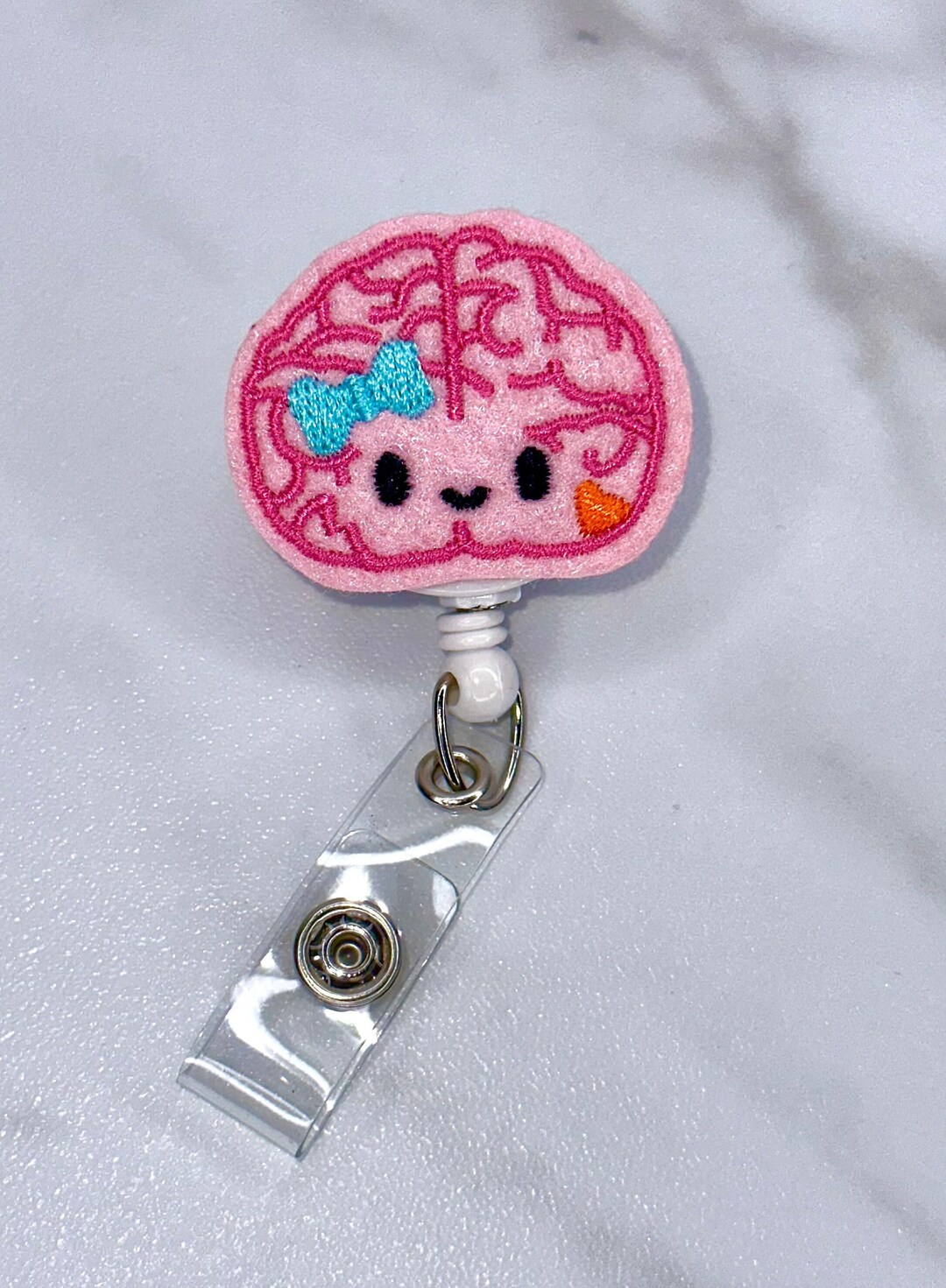 Cute Pink Brain Retractable Badge Reel Trendy Nursing Badge Reel Badge ...
