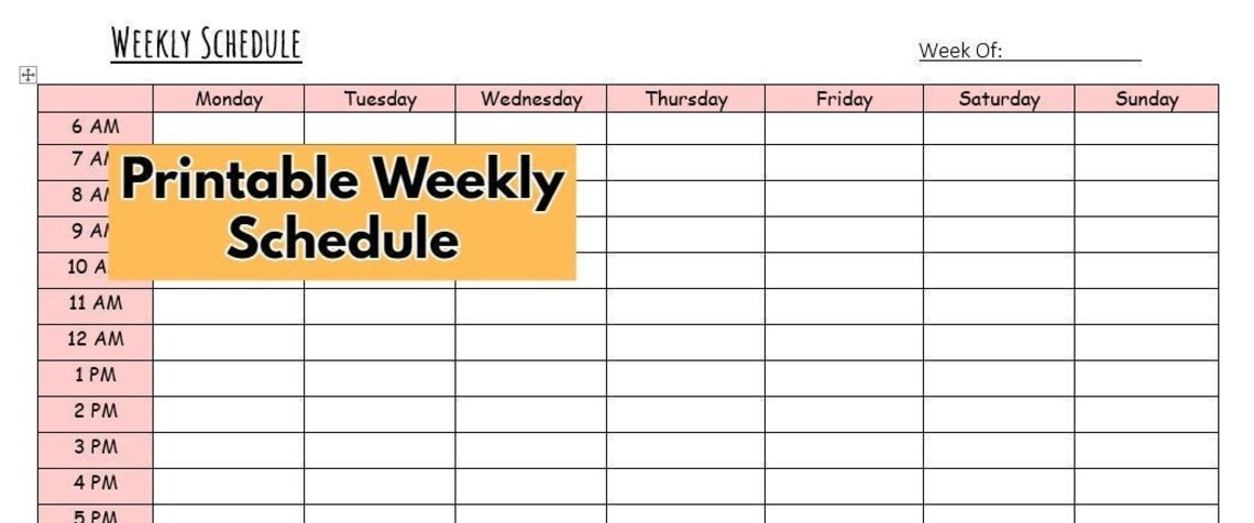 Printable Weekly Schedule - Etsy