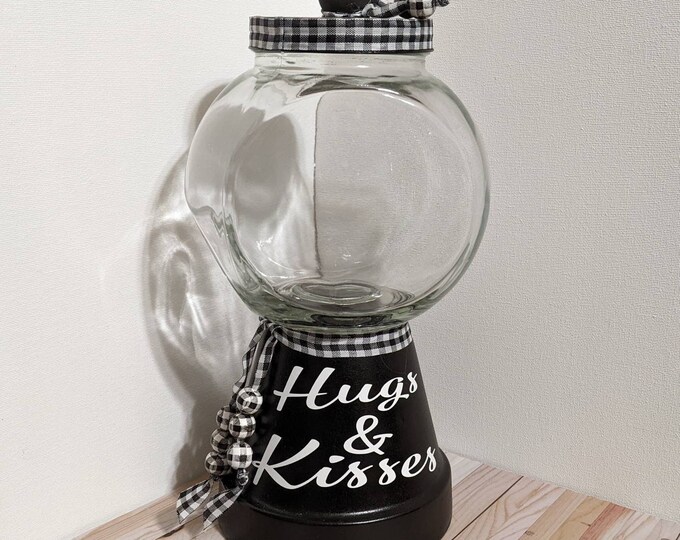Candy Jar With Lid, Hugs and Kisses, Goodie Jar With Lid, Kitchen ...