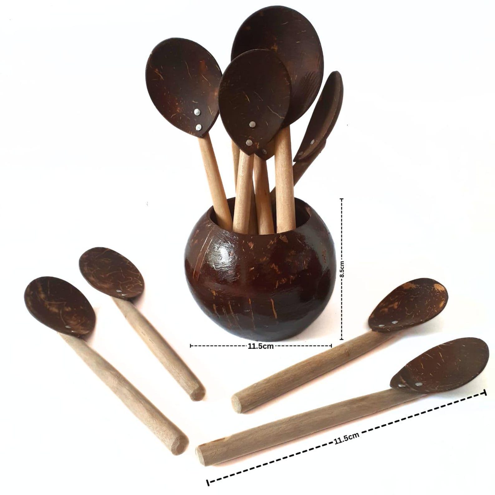 Eco-friendly Coconut Shell Spoons Set of 10 With Stylish Coconut Shell ...