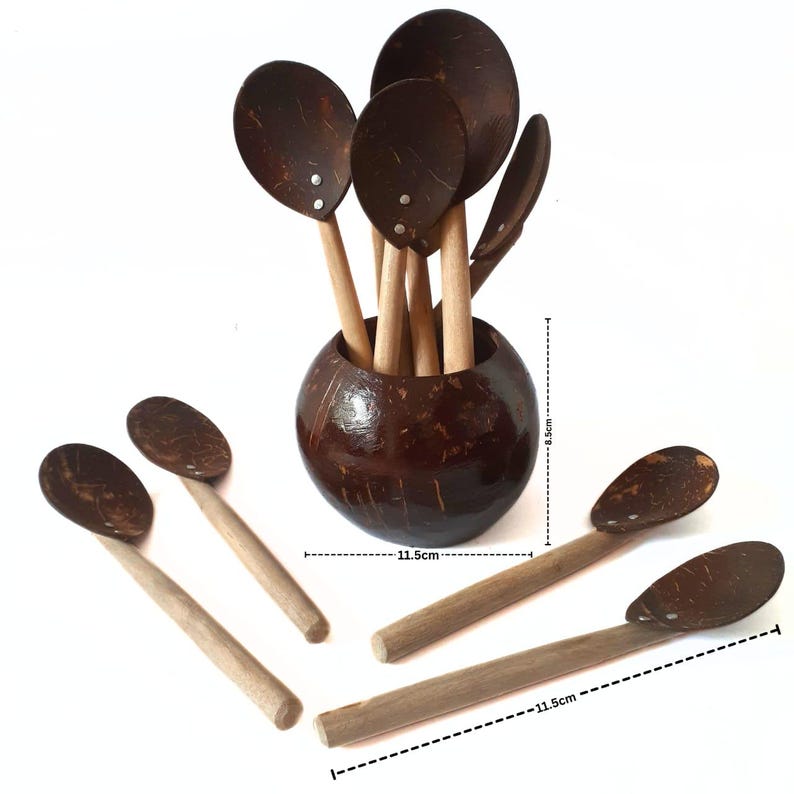 Eco-friendly Coconut Shell Spoons Set of 10 With Stylish Coconut Shell ...