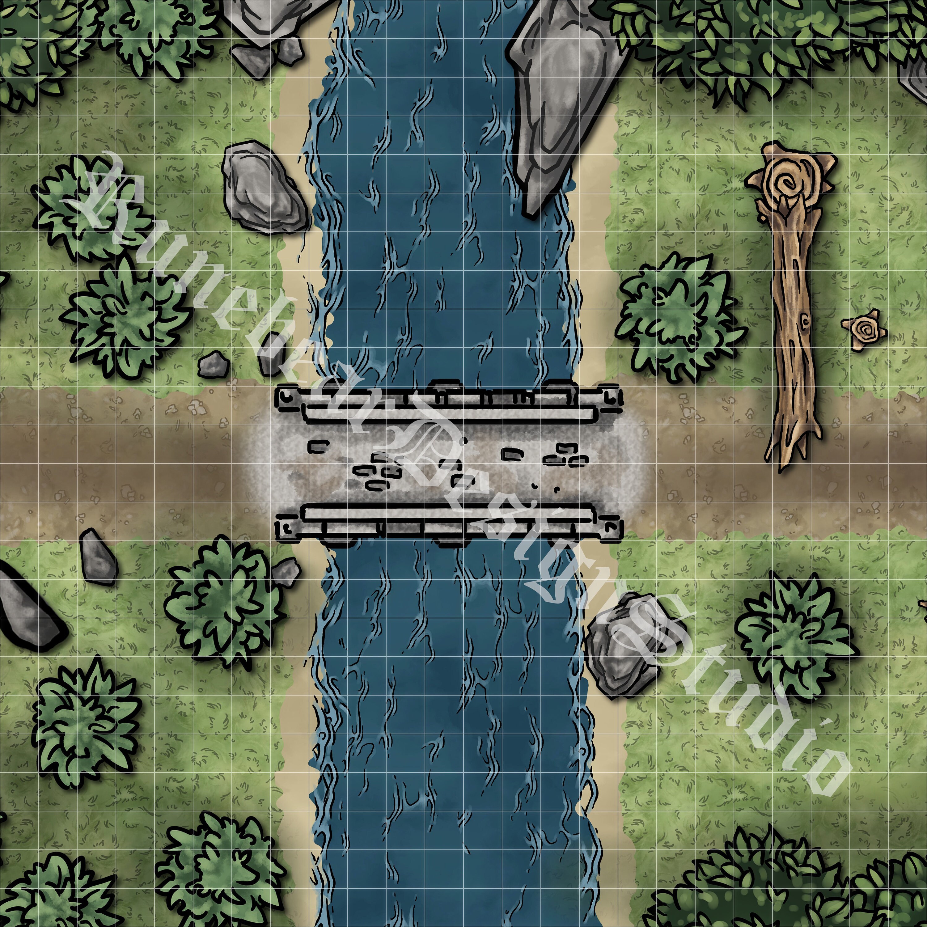 4K Printable River Bridge Battlemap for Ttrpg's - Etsy
