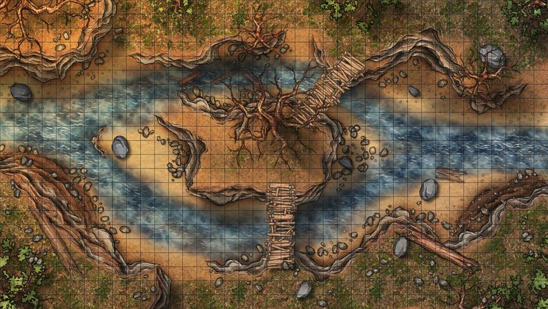 Flooding Ravine Dnd RPG Battlemap 39x22 - Etsy