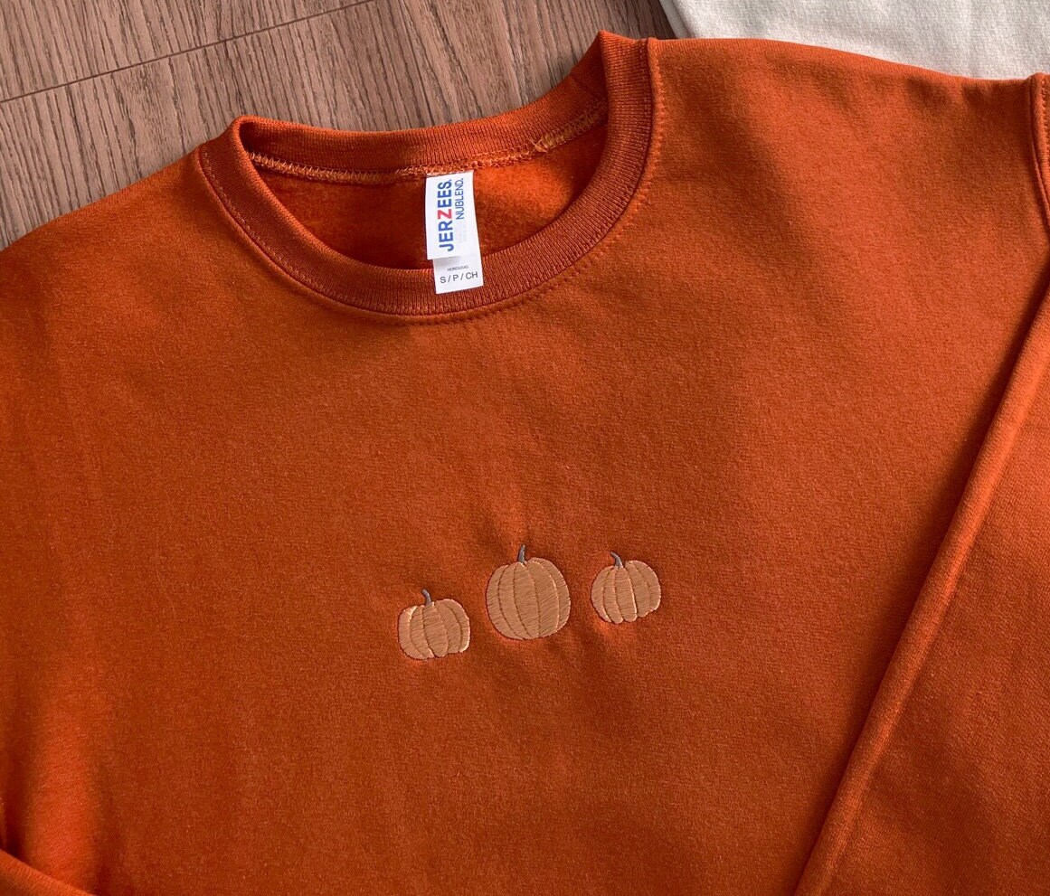 Embroidered Pumpkin Sweatshirt Halloween Sweatshirt - Etsy