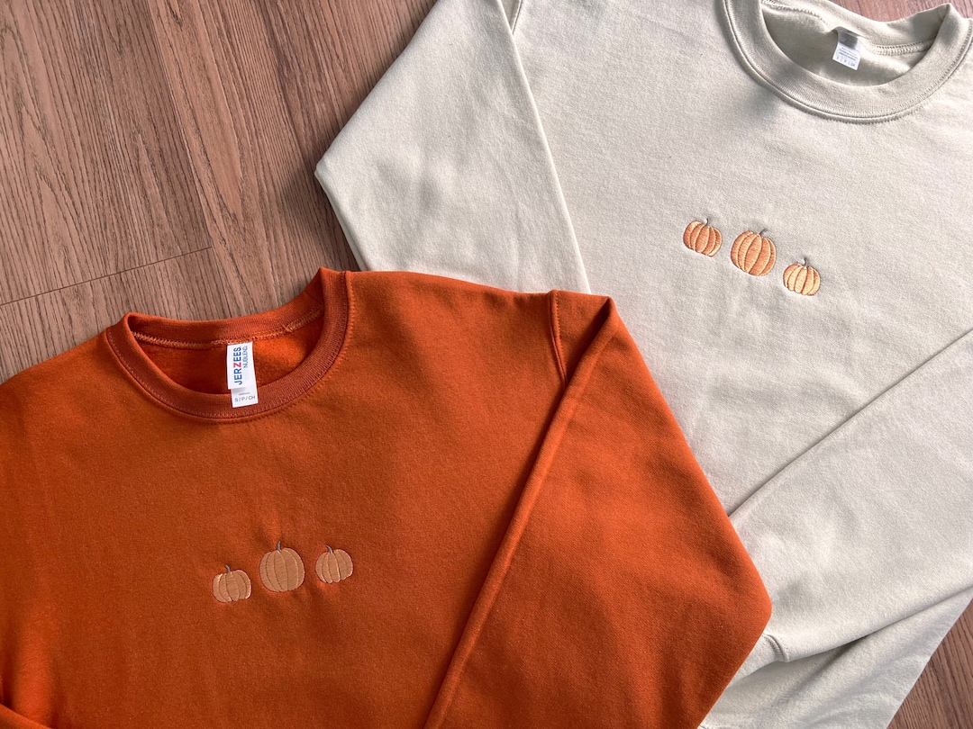 Embroidered Pumpkin Sweatshirt - Halloween Sweatshirt - Embroidered ...
