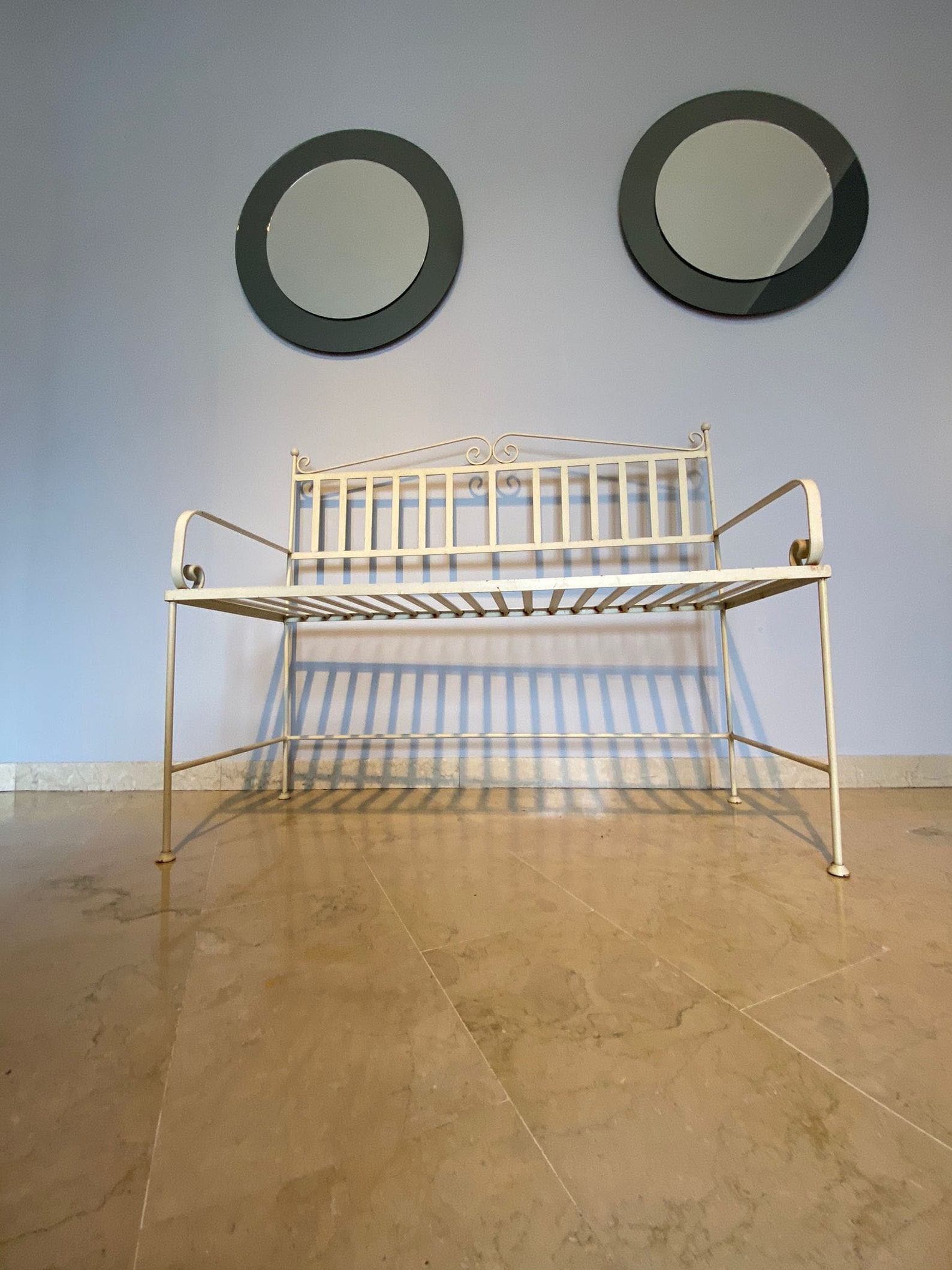 Wrought Iron Garden Bench in White Color Italy 70s | Etsy