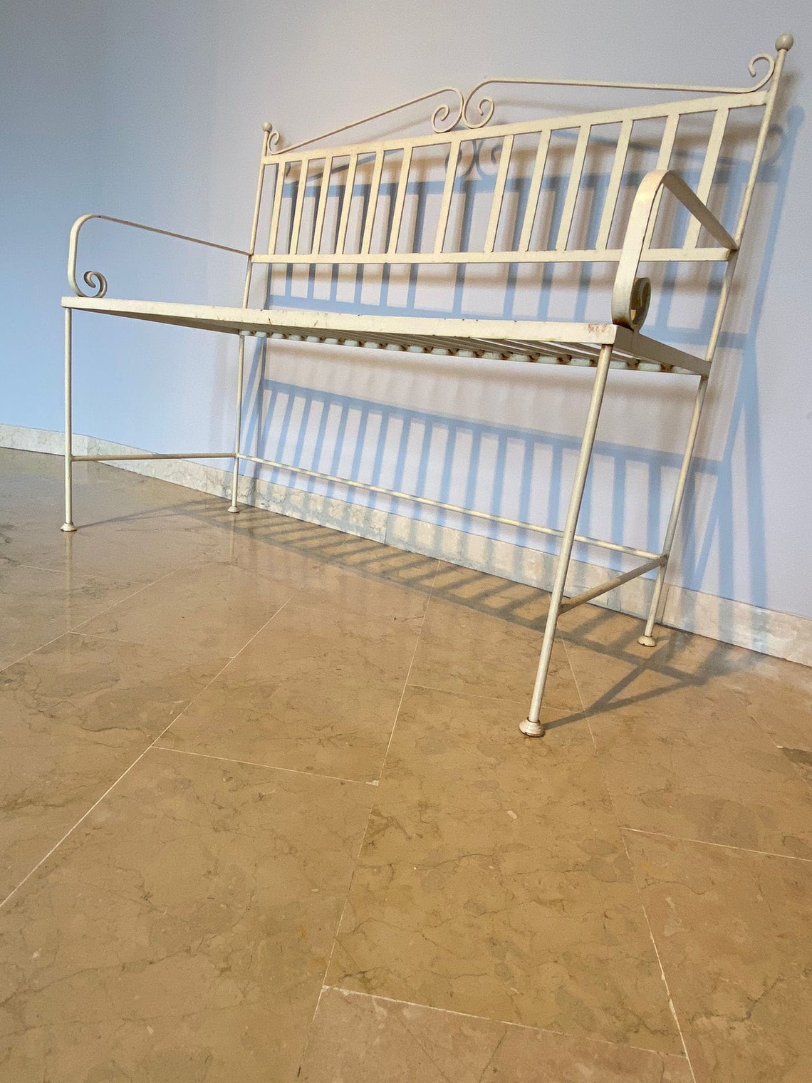 Wrought Iron Garden Bench in White Color Italy 70s | Etsy