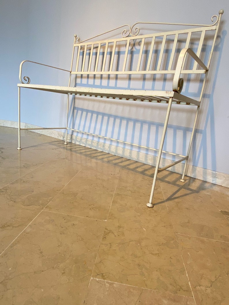 Wrought Iron Garden Bench in White Color Italy 70s | Etsy