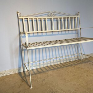 Wrought Iron Garden Bench in White Color Italy 70s | Etsy