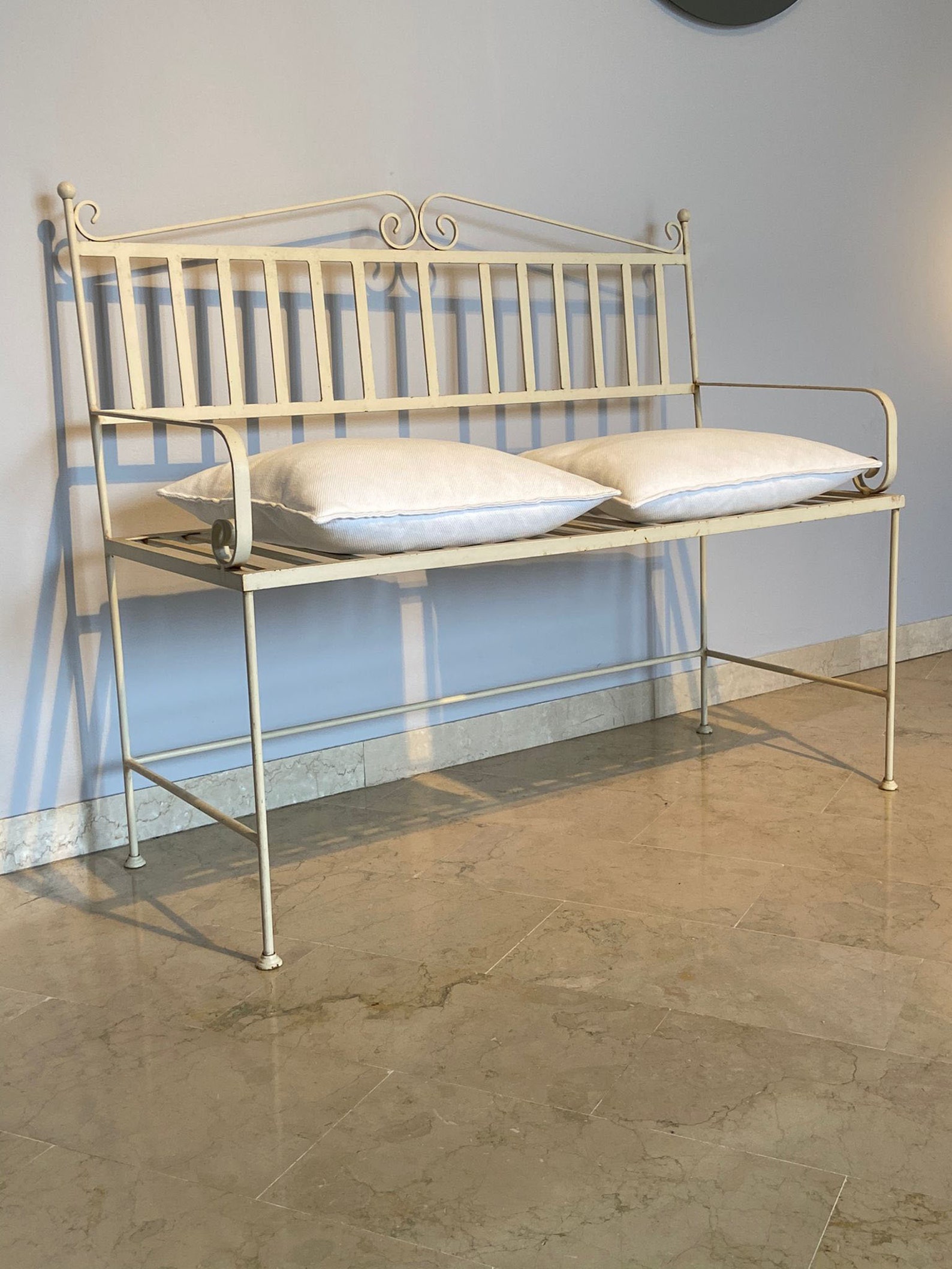 Wrought Iron Garden Bench in White Color Italy 70s | Etsy